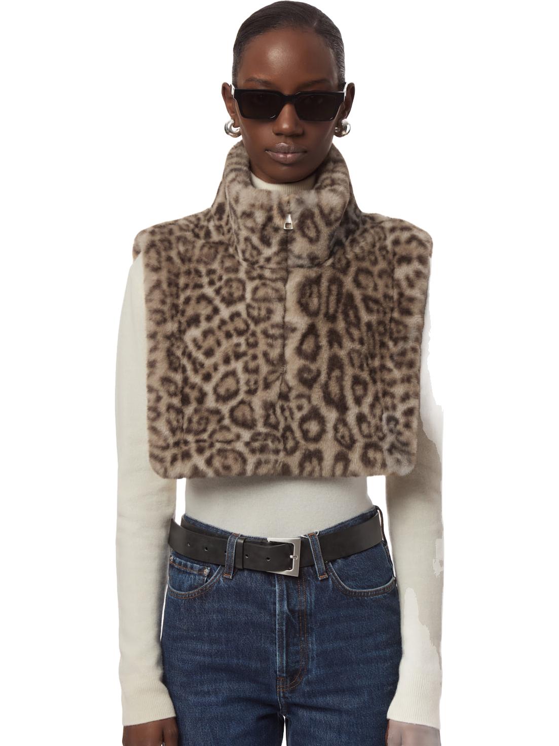 APPARIS Apparis Jamie Leopard Print Fur Dickey